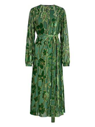 Roberto Cavalli robe en velours à fleurs - Vert