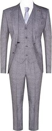 TruClothing Costume Homme Gris 3 Pi&egrave;ces Carreaux Prince de Galles Costume de Mariage Classique Coupe Ajust&eacute;e 42