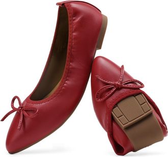 Dream Pairs Damen-Schuhe, lässig, spitzer Zehenbereich, Ballett-Komfort, weiche Slip-on-Flachschuhe,Size 39,Rot,DWUMFA2530