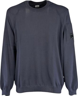 C.P. Company C.p. Company, Homme, Sweatshirts et sweats &agrave; capuche, Bleu, Taille: S Cotton Sea Island Crewneck Lens Knit