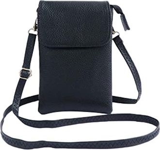 Generic Sac &agrave; bandouli&egrave;re vintage multi-compartiments pour femme en cuir PU, Noir, Taille unique