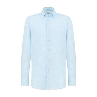 Kiton Handgefertigtes Leinenhemd - - Shirts - Herren - Blau - L