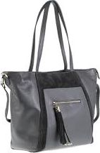 Pierre Cardin Sac à main pour femme en cuir véritable Made in Italy 48 x 30 x 16 cm 55106, gris, Taille unique