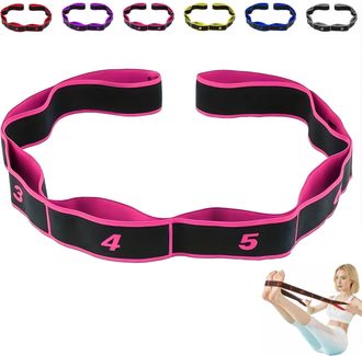 Generic Fitness Resistance Band for Stretching and Yoga, Number Stretch Resistance Band with Clear Markings, 8-Section Elastic Training Bands (Pink)