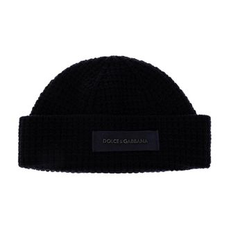 Dolce & Gabbana Wollm&uuml;tze mit eingen&auml;htem Logo - - Accessories - Herren - Schwarzk - ONE SIZE