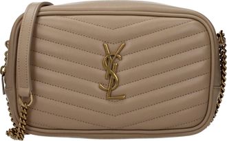 Saint Laurent Lou Donna Sac bandouli&egrave;re Cuir Beige/Beige Fonc&eacute;