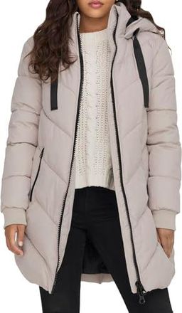 Jacqueline de Yong JdY Femme Veste &Agrave; Capuche Rembourr&eacute;e Skylar OTW Noos Manteau Matelass&eacute;, Gris Chateau/d&eacute;tails : Noir, M EU