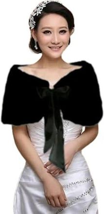 Generic NYSBH Ch&acirc;le de mariage Robe formelle Cheongsam Mari&eacute;e V&ecirc;tements dext&eacute;rieur Cape de mari&eacute;e Automne Hiver Veste Bol&eacute;ro, Noir, Taille unique