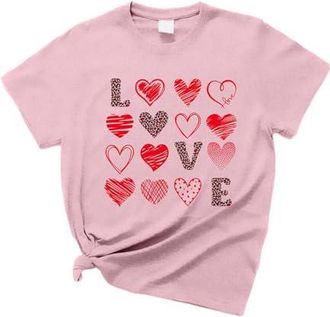 Generic T-shirt graphique pour femme pour la Saint-Valentin 2026, rose clair, M