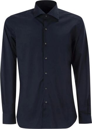 Fay Homme, Chemises, Bleu, Taille: 2XL Chemise Coupe Standard en Popeline Stretch