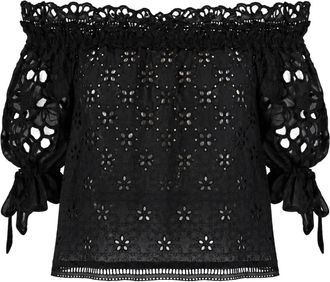 Ermanno Scervino Femme, Blouses et Chemises, Noir, Taille: 38 FR Blouse Brod&eacute;e