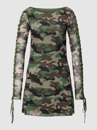 Review Minikleid mit Mesh &Auml;rmeln