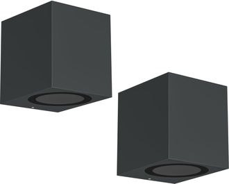 LEDs Com 2 Stück Wandleuchte ALSE Downlight für außen, anthrazit, Aluminium, eckig, inkl. GU10 LED Lampe (warmweiß, 2,4W, 227lm, 110°)