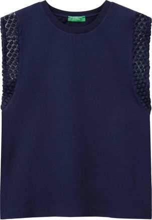 Benetton Damen Maglia S/M 3ifvd10ac T-Shirt, blau, X-Small