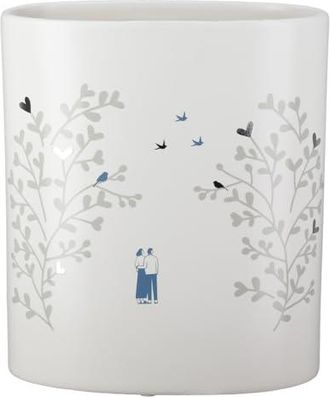 Gilde Vase Moments - Keramik - wei&szlig; matt - Paarmotiv - H&ouml;he 25cm x Breite 22cm - wasserdichte Blumenvase