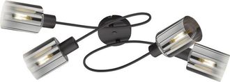 Fischer & Honsel Plafonnier salon spot de plafond m&eacute;tal noir 4 lampes L 79 cm