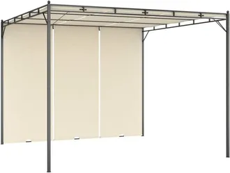 vidaXL Vidaxl - Belv&eacute;d&egrave;re de jardin avec rideau lat&eacute;ral 3x3x2,25 m Cr&egrave;me
