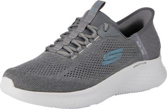 Skechers Herren Skech-lite Pro Primebase Sneaker, Anthrazitfarbenes Netzgewebe mit blauem Rand, 44 EU