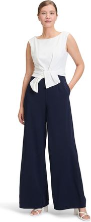 Vera Mont Overall VERA MONT Damen mit weitem Bein, Damen, Gr. 36, Normalgr&ouml;&szlig;en, blau (dunkelblau, wei&szlig;), Cr&ecirc;pe, Obermaterial: 95% Polyester, 5% Elasthan; Futter