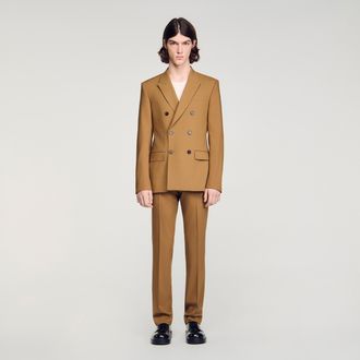 Sandro Veste de costume crois&eacute;e en laine