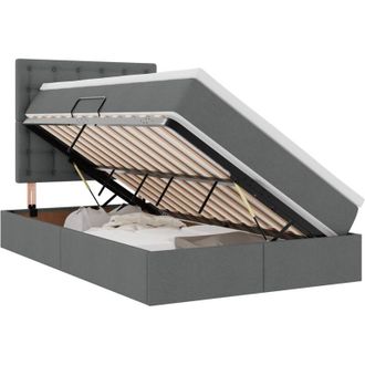 vidaXL Aufbewahrungsbett mit Matratze Dunkelgrau 120 x 190 cm Stoff vidaXL