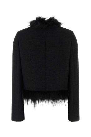 Fendi Fur-Trimmed Wool Jacket - Black