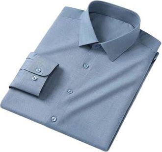 Generic Chemise &agrave; manches longues de couleur unie pour homme, coupe ajust&eacute;e, haut de bureau, doux, M5001-5, XXL