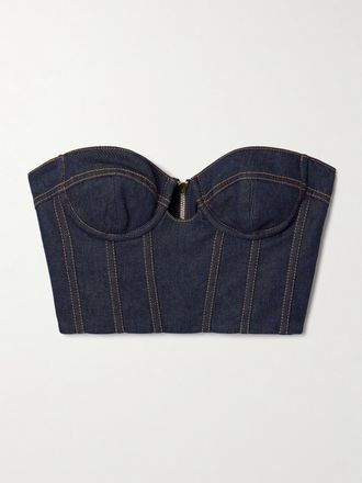 Zimmermann Haut Fa&ccedil;on Corset Raccourci En Jean Crush - Bleu