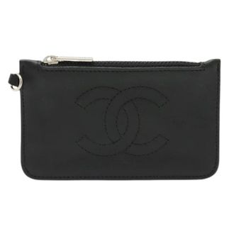 Chanel Porte-monnaie en cuir doccasion - Femme - Pre-owned - Noir - Taille: ONE Size