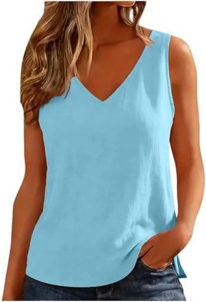 Generic D&eacute;bardeur en lin pour femme, t-shirt d&eacute;t&eacute; &agrave; manches courtes, t-shirt basique, haut de sport, t-shirt pour femme, surdimensionn&eacute;, tendance, t-shirt d&eacute;t