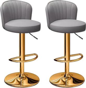 Generic Barhocker-Set (2Er-Set) mit Verstellbarer H&ouml;he, R&uuml;ckenlehne und Fu&szlig;st&uuml;tze - Gepolsterte Sitze, Robustes, Schwarz-Silbernes Metallgestell