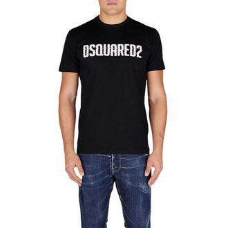 Dsquared2 Blurred Baumwoll-T-Shirt - - Tops - Herren - Schwarzk - XL