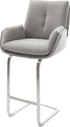 DELIFE Barstuhl Clea-Flex Freischwinger Flach Edelstahl Strukturstoff Soft Grau