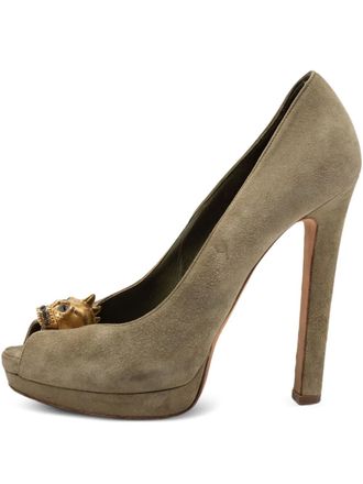 Alexander McQueen escarpins à applique tête de mort 140 mm - Vert