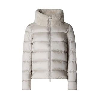 Save The Duck Doudoune Beige avec Col en Fausse Fourrure - Femme - Vestes - Beige - Taille: 34 FR