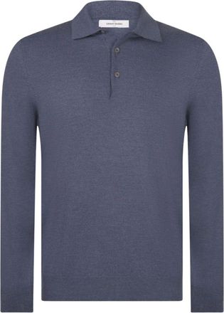 Gran Sasso Polo en maille &agrave; trois boutons - Homme - Pulls - Bleu - Taille: 3XL