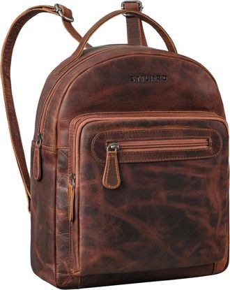 STILORD Kima Vintage Rucksack Damen klein Leder Cityrucksack Frau Rucksack-Handtasche Mini Tagesrucksack Daypack Damenrucksack Echtleder, Farbe:ambra - coganc