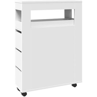 vidaXL Badschrank Schmal mit Rollen Wei&szlig; Holzwerkstoff - Vidaxl