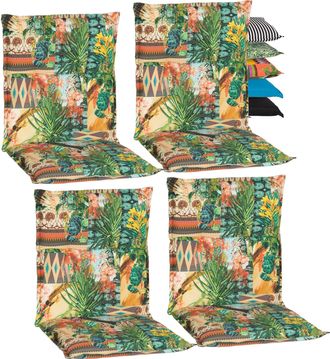 Beo Niedriglehner Auflagen 4er Set Waschbar Turin | Made in EU Premium-Qualität | UV-beständige Gartenstuhlauflage Niedriglehner | Atmungsaktive Stuhlaufl