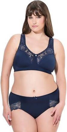 Ulla Popken Femme Grandes Tailles Soutien-Gorge de Maintien Kelly. Mod&egrave;le sans Armatures, Dentelle - Bonnets C-E Bleu Nuit 100D 800619139-100D
