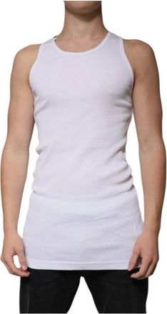 Dolce & Gabbana Homme, Tops, Blanc, Taille: XL D&eacute;bardeur T-shirt Sans Manches &agrave; Col Rond