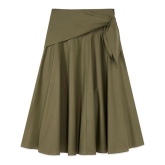 Oltre Femme, Jupes, Vert, Taille: 48 FR Jupe &eacute;vas&eacute;e en popeline avec