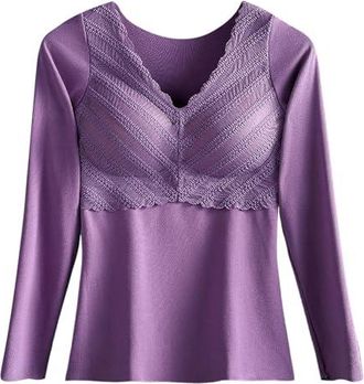 Generic sous Pull Femme Haut Thermique Femme sous Pull Thermique Femme Doux Glamour Top Thermique &Eacute;pais Col Rond Ajust&eacute; Manches Longues sous Couche Minceur po