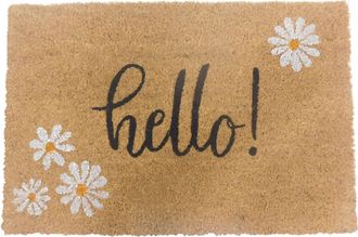 Relaxdays Fu&szlig;matte Kokos, Blumen, 60x40 cm, rutschfest, wetterfest, Fu&szlig;abstreifer innen & au&szlig;en, T&uuml;rvorleger, Mehrfarbig