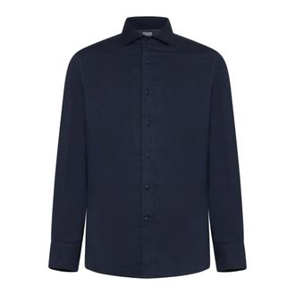 Brunello Cucinelli Homme, Chemises, Bleu, Taille: M Chemise Bleue en M&eacute;lange Coton Lyocell