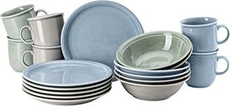 Arzberg Thomas Trend Colour Mixed II Frühstücksset 18-tlg, Moon Grey, Moss Green, Arctic Blue