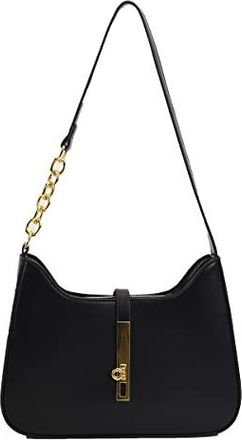 Generic Petit sac &agrave; bandouli&egrave;re en cuir v&eacute;g&eacute;talien pour femme - Sac &agrave; main &eacute;l&eacute;gant sous les bras - Petit sac &agrave; main pour femme, Noir, small