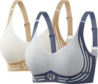 Generic Gather Bra Soutien-Gorge Doux Confortable Gather Bra Soutien-gorge Sans Fil Femme Lingerie Quotidien Sports BHS 2 PC Pour Le Sommeil, g, XXL