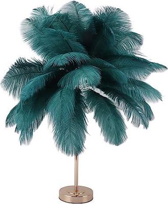 Gernie NYC Haofy Lampe de Table Décorative 30 Pièces Plumes dautruche Naturelles avec Contrôle Tactile Lumière Variable USB C Batterie Rechargeable pour Chambre 