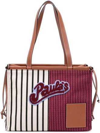 Loewe Shopper - Paulas Ibiza Large Canvas Stripes Cushion Tote - Gr. unisize - in Rot - f&uuml;r Damen